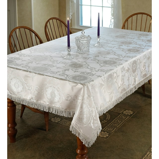 Prestige Damask Design with Fringes Tablecloths - Walmart.com