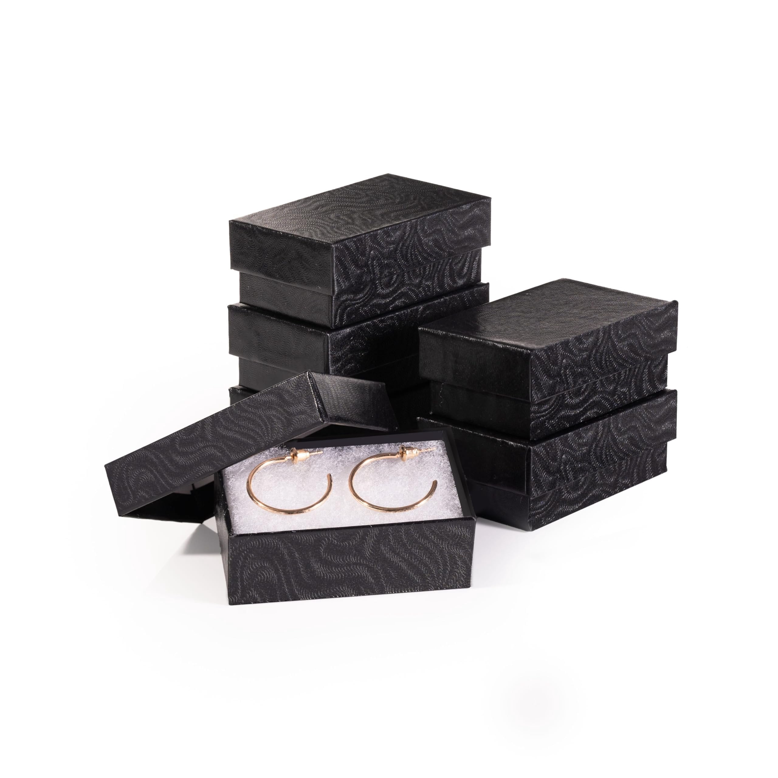 Prestige & Fancy Luxury Black Swirl Jewelry Boxes, Cotton-Filled ...