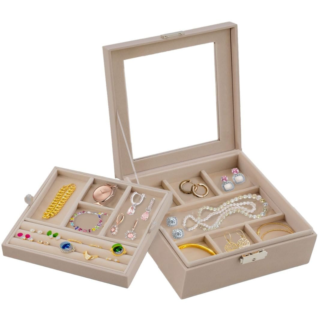 Prestige & Fancy Jewelry Organizer Box 2 Layer Jewelry Box with Window ...