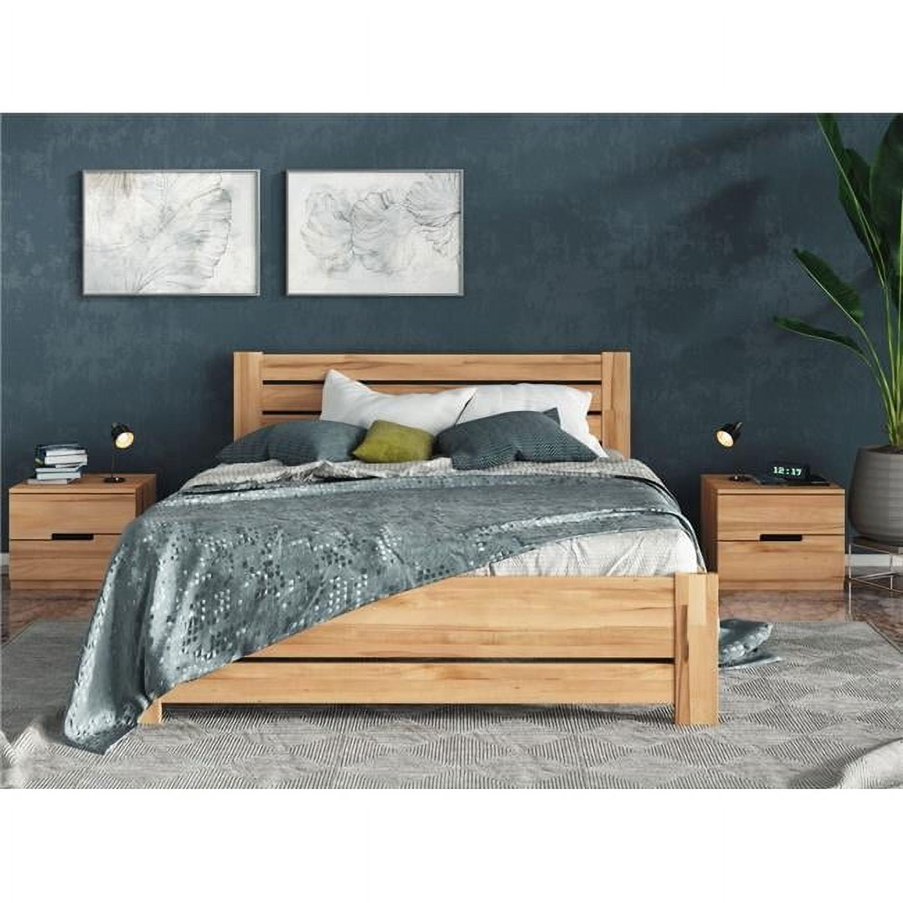 Futonland CP-UKRAINE-CAROLINA-QN-BG Carolina Corvo Eco Natural Wood Bed ...