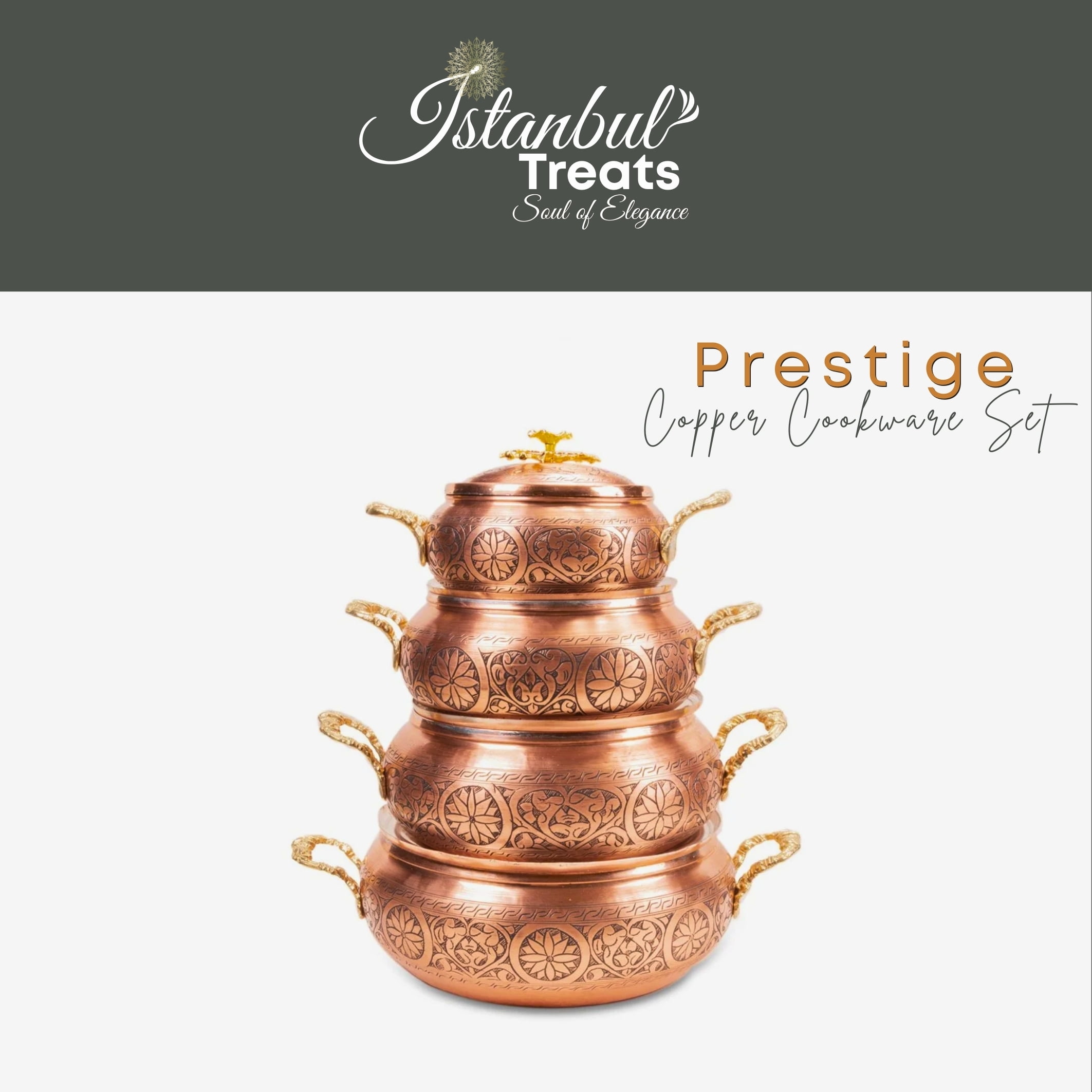 Prestige Handmade Copper Cookware Set – 4-Piece Engraved Collection ...