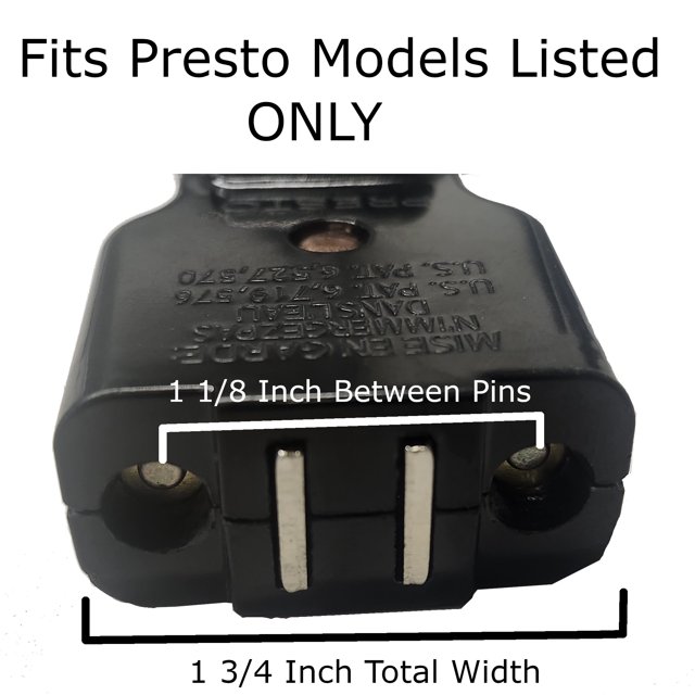 Presto Power Fry Daddy Electric Plug, 09982 Magnetic Deep Fryer Cord ...