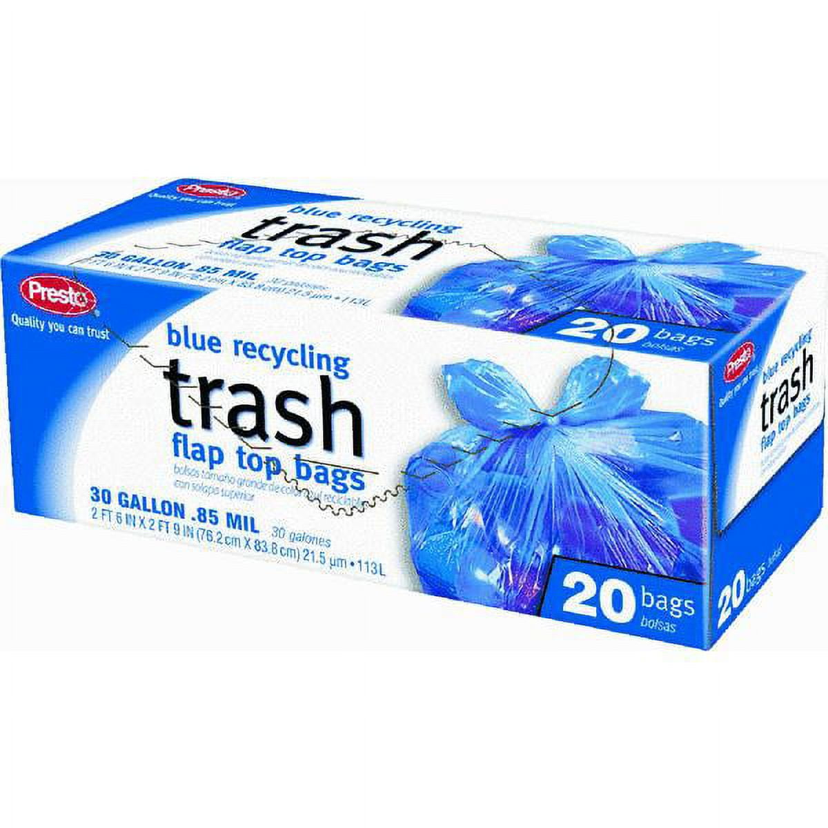 Presto 30 Gallon Flap Top Blue Recycling Bags, 20 Pack - Walmart.com