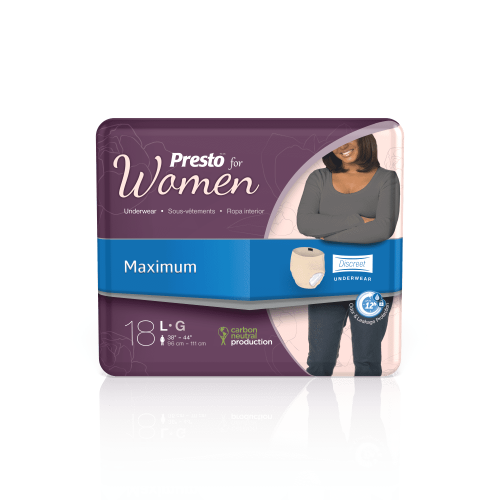 Presto Maximum Discreet Incontinence Underwear For Women - Disposable ...