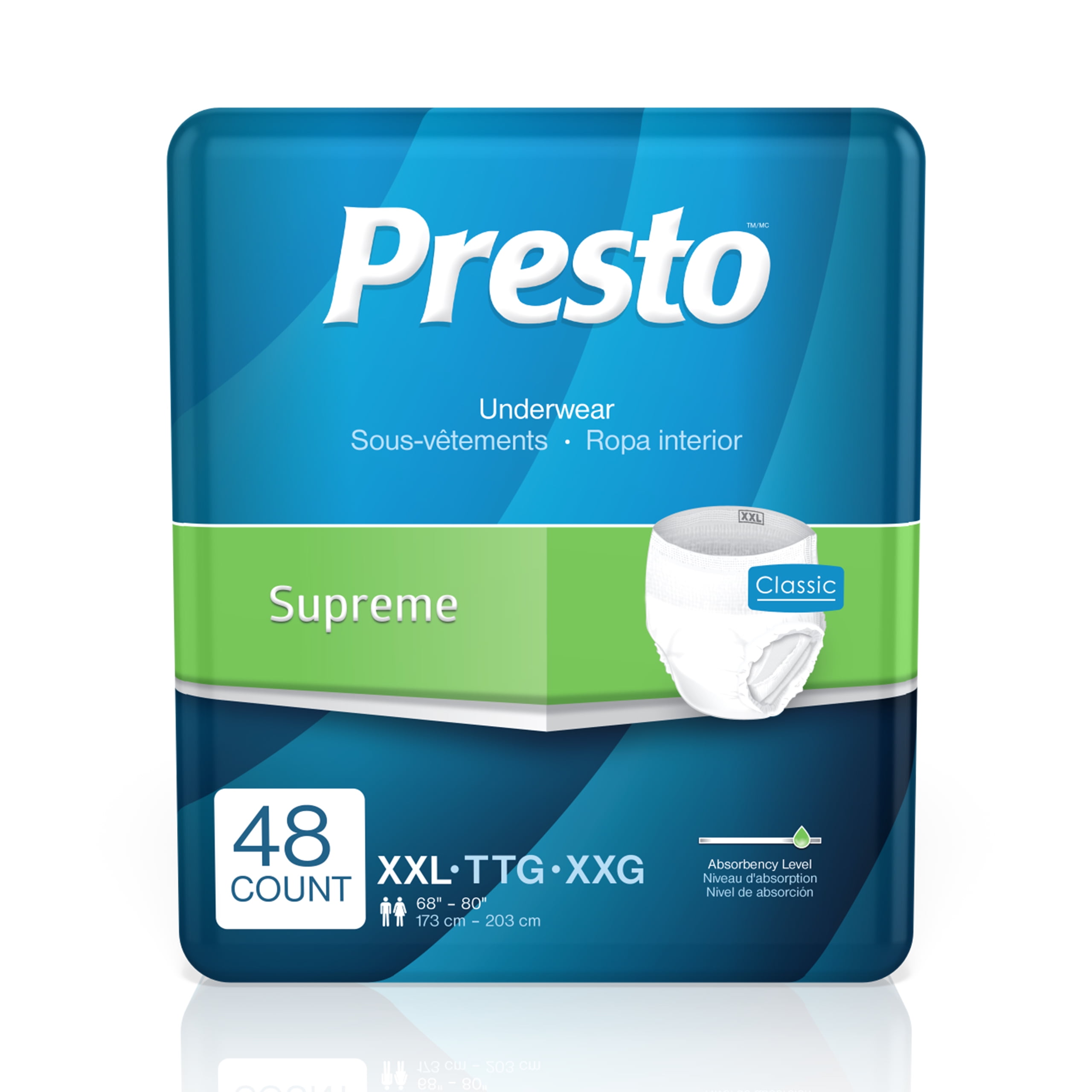 Presto Supreme XXL Adult Diapers, Breathable, Odor Eliminator, Disposable - 48 ct - Walmart.com