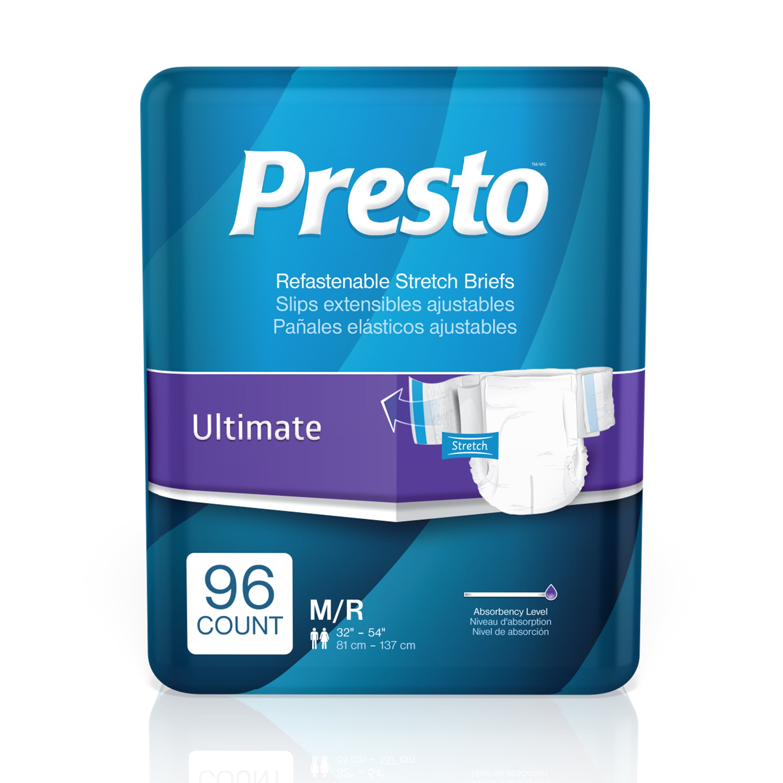 Presto Ultimate Absorbent Underwear, Medium Size Unisex Adult Diapers ...