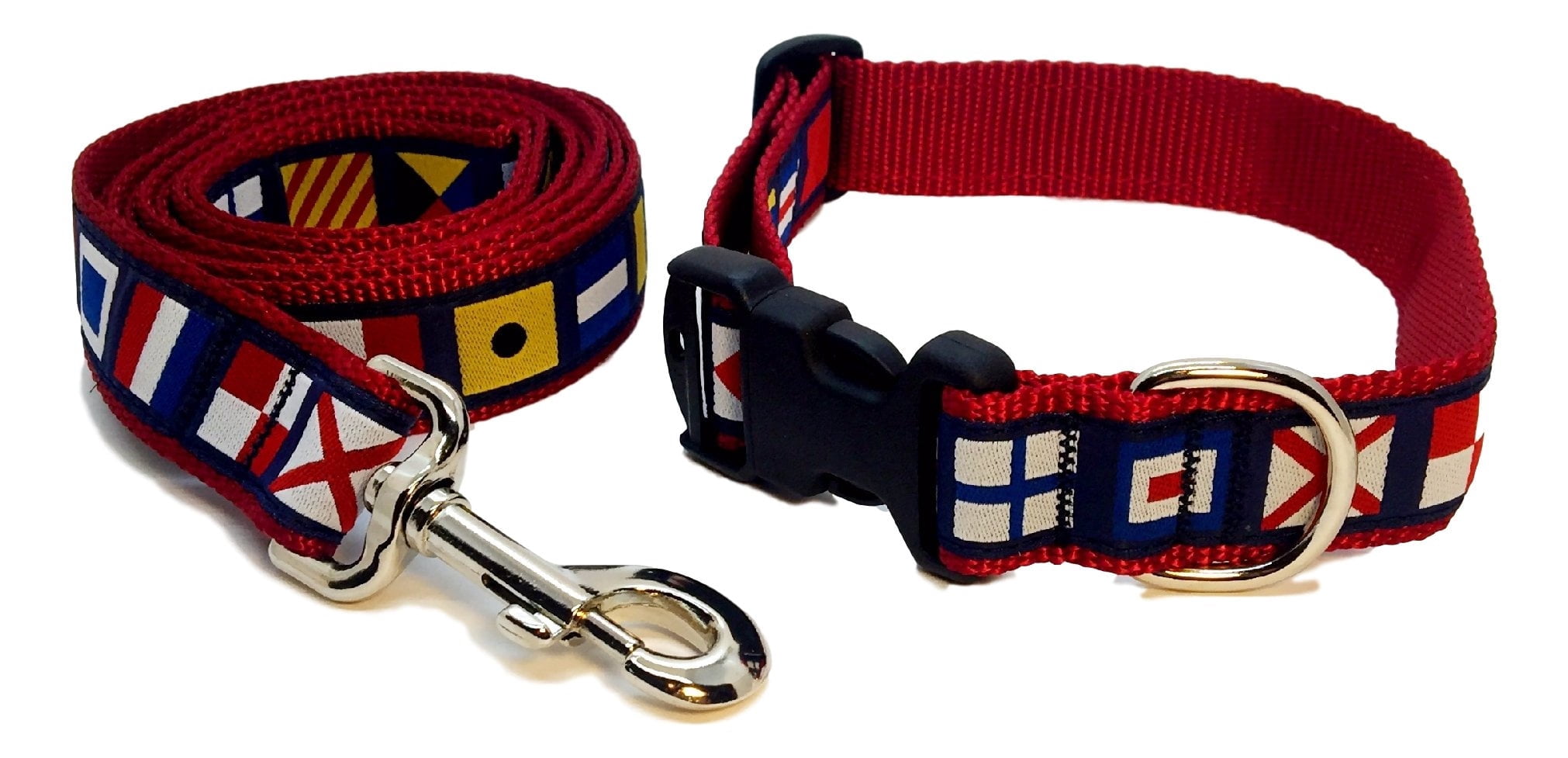 Preston Nautical Code Flag Dog Collar and Leash Set Multi Color Ribbon ...