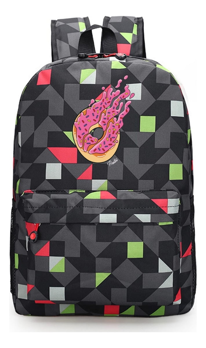 Preston Playz Trendy Black Geometric Backpack, Anime-Inspired Daypack ...