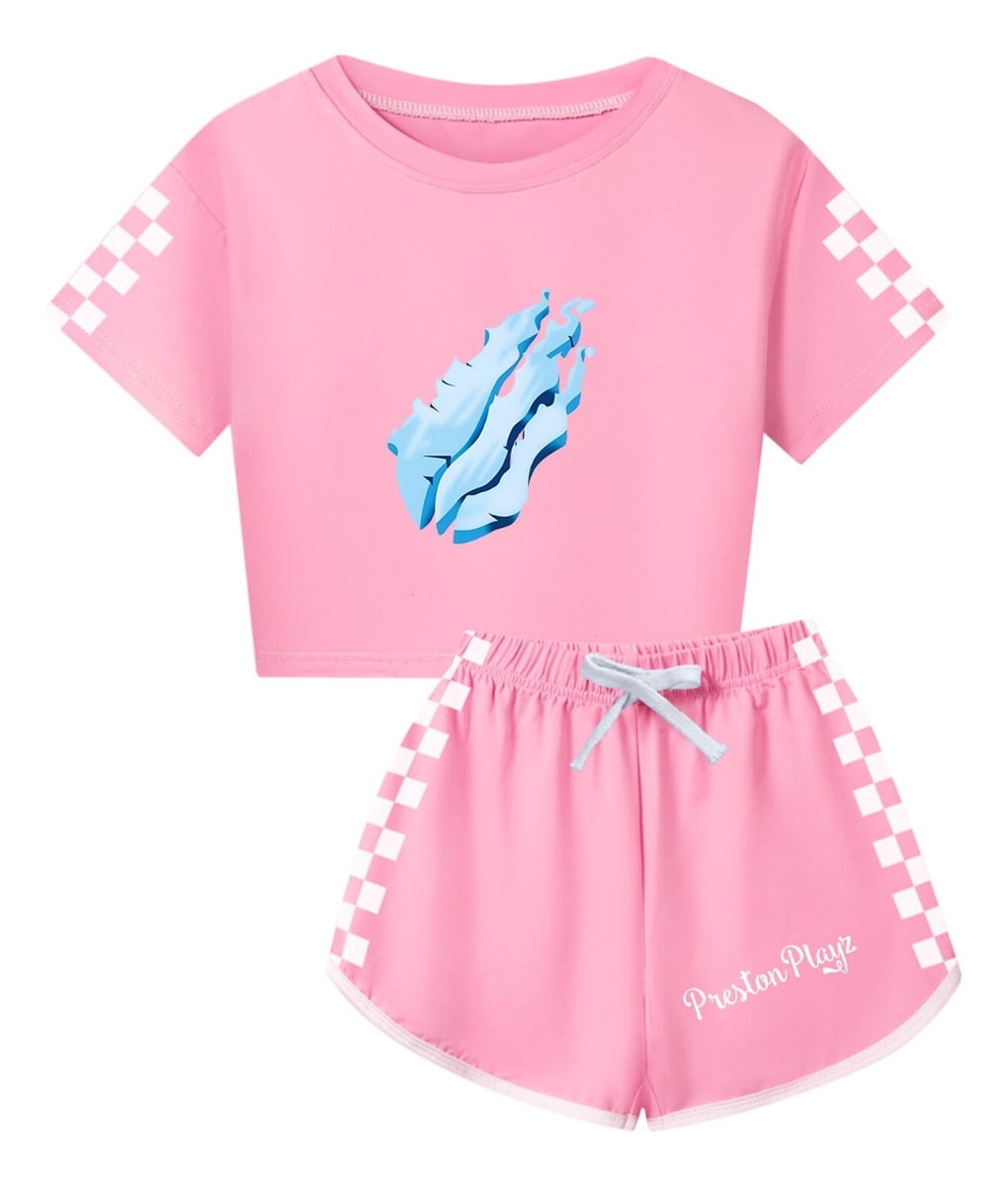 Preston Playz Youth Summer Clothes – Girls Flame Top and Comfy Shorts ...
