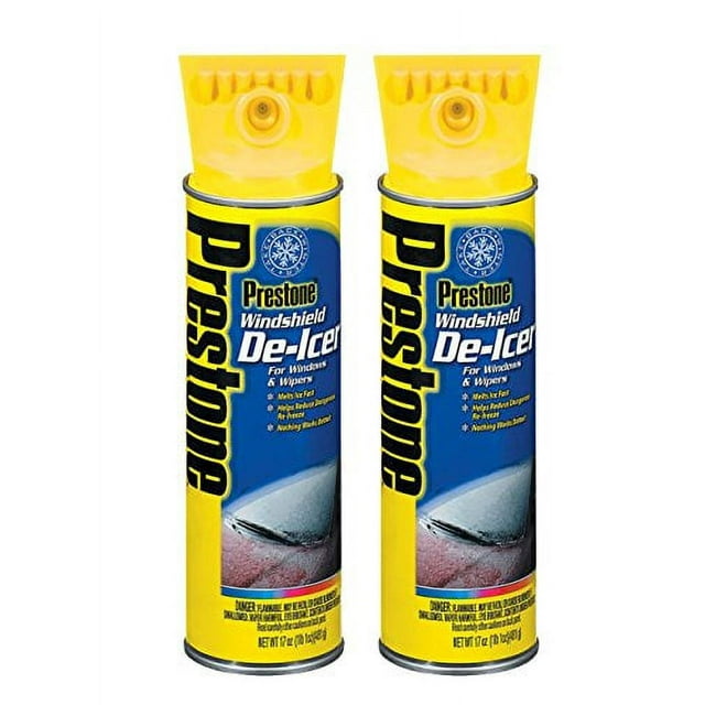 Prestone Windshield De-Icer Spray, 17 oz Aerosol Can 2 Pack, Fast Ice ...
