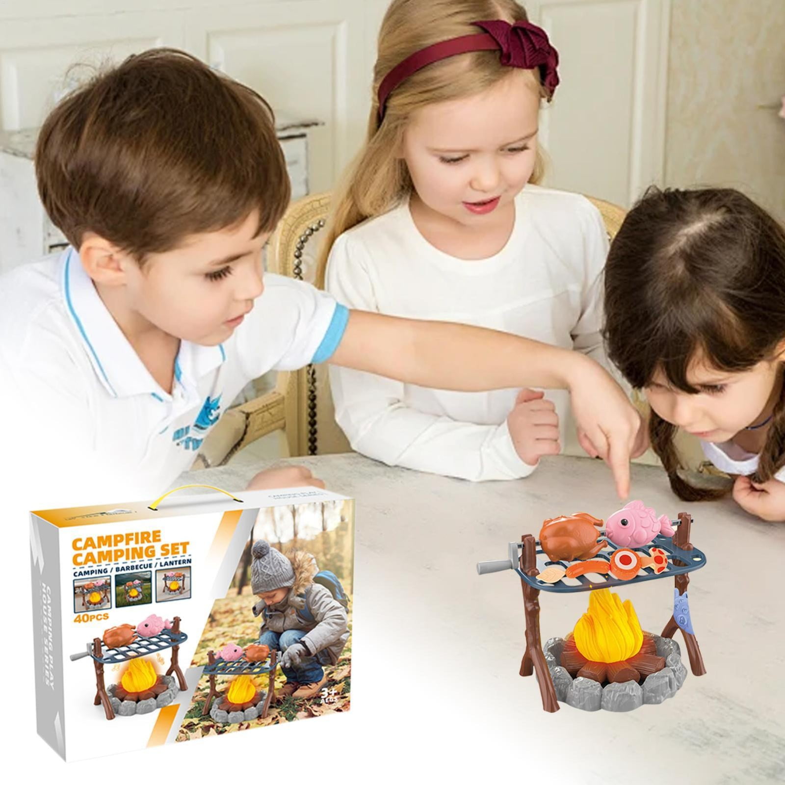 Pretend Campfire Toys, Kids Plush Felt Play Campfire Playset Safe Fake Fire Wood Stones Toys ...