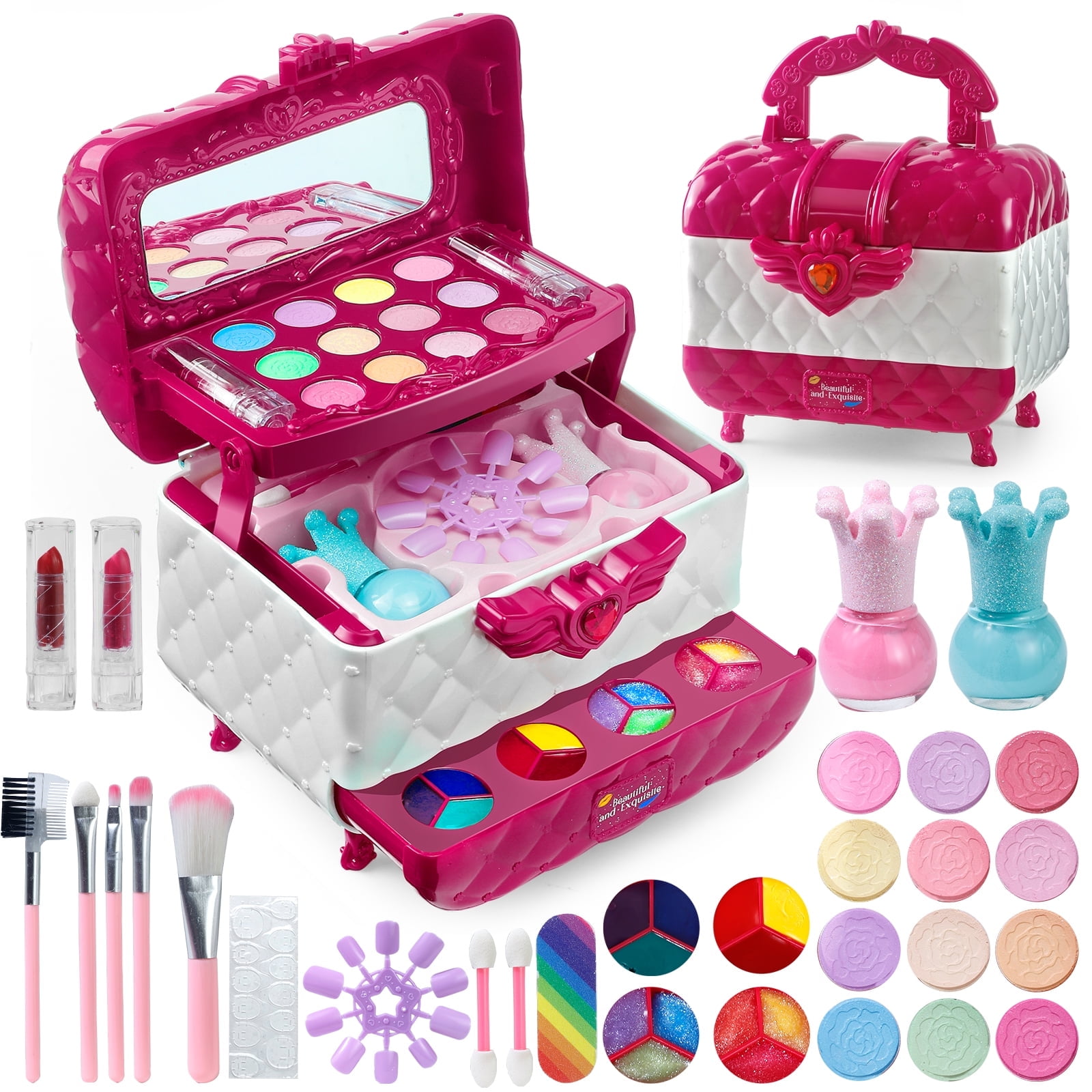 TEPSMIGO Pretend Makeup Kit for Girls 3+, Cosmetic Toy Set with Bag ...