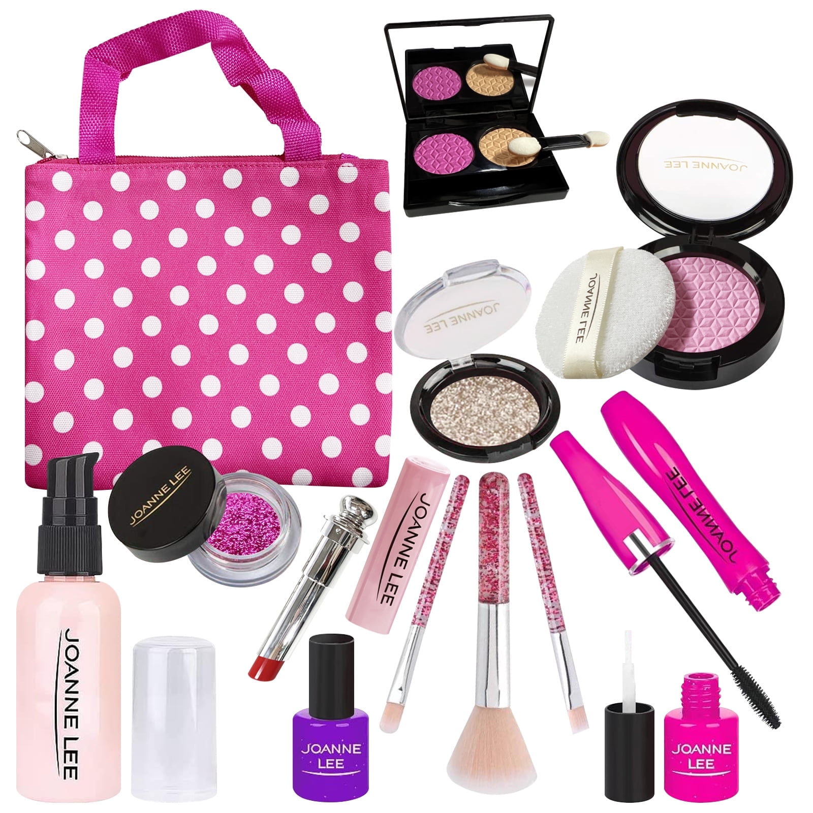 Pretend Makeup Set for Girls, Fake Make Up Kit with Cosmetic Bag, Kids ...