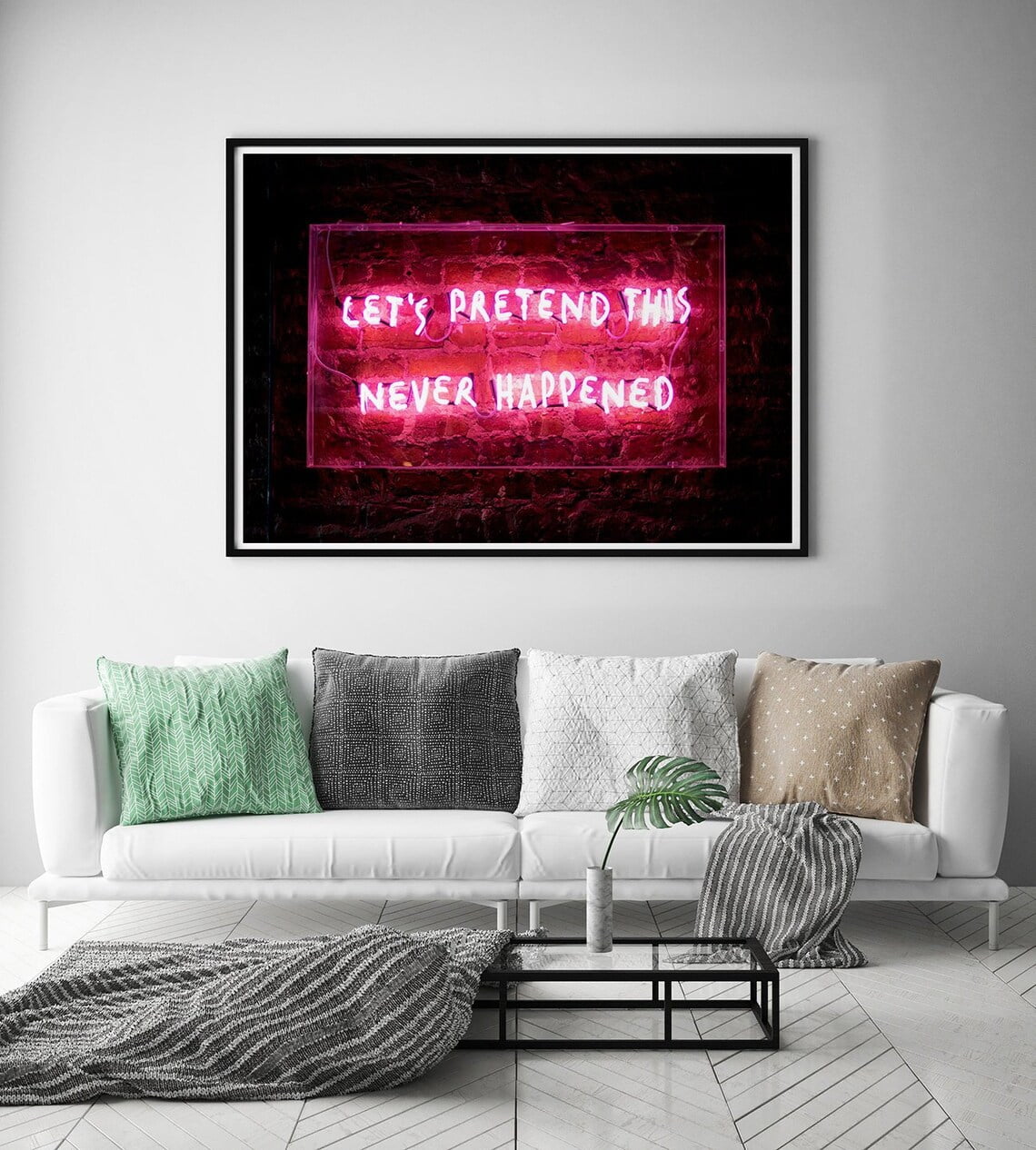 Let'S Pretend This Never Happened Typography Art Print, Neon Wall Decor ...