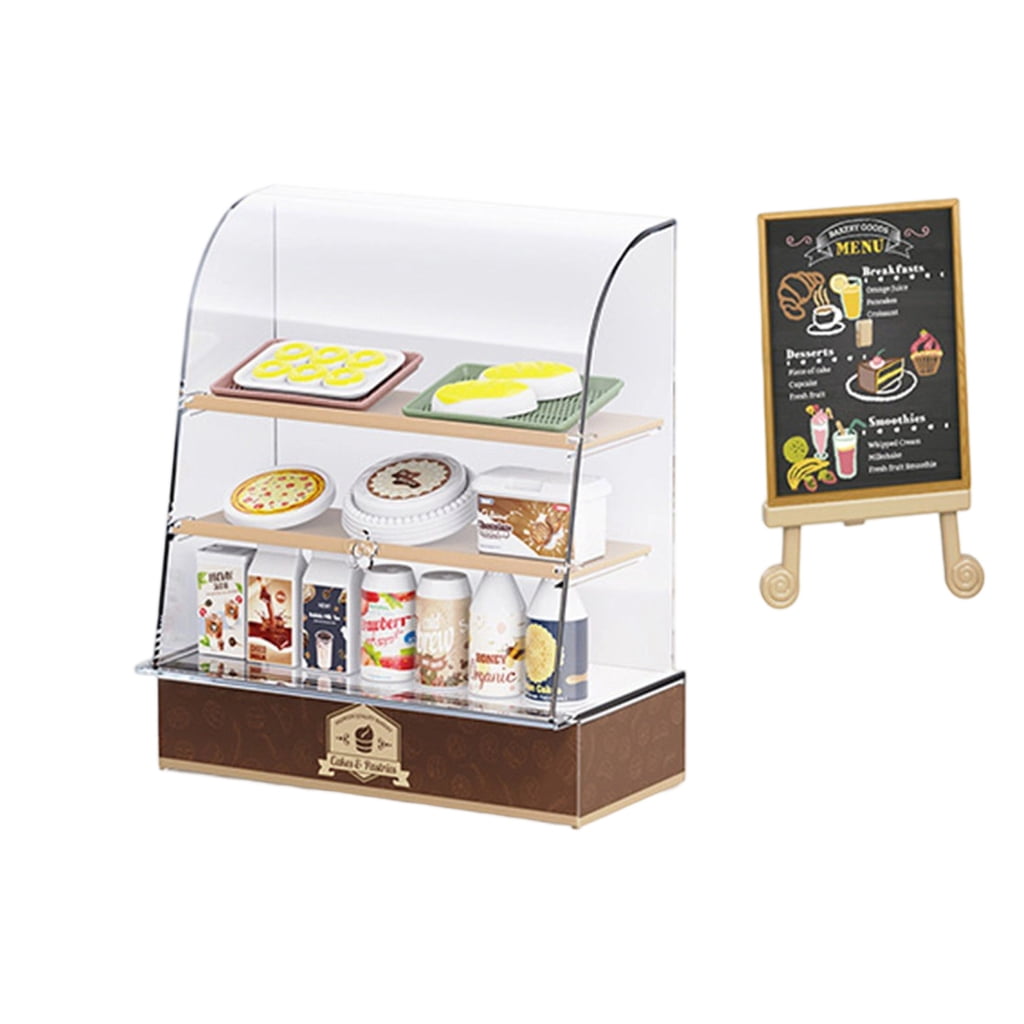 Pretend Play Bakery Display Case with Dessert Figurine Dollhouses ...