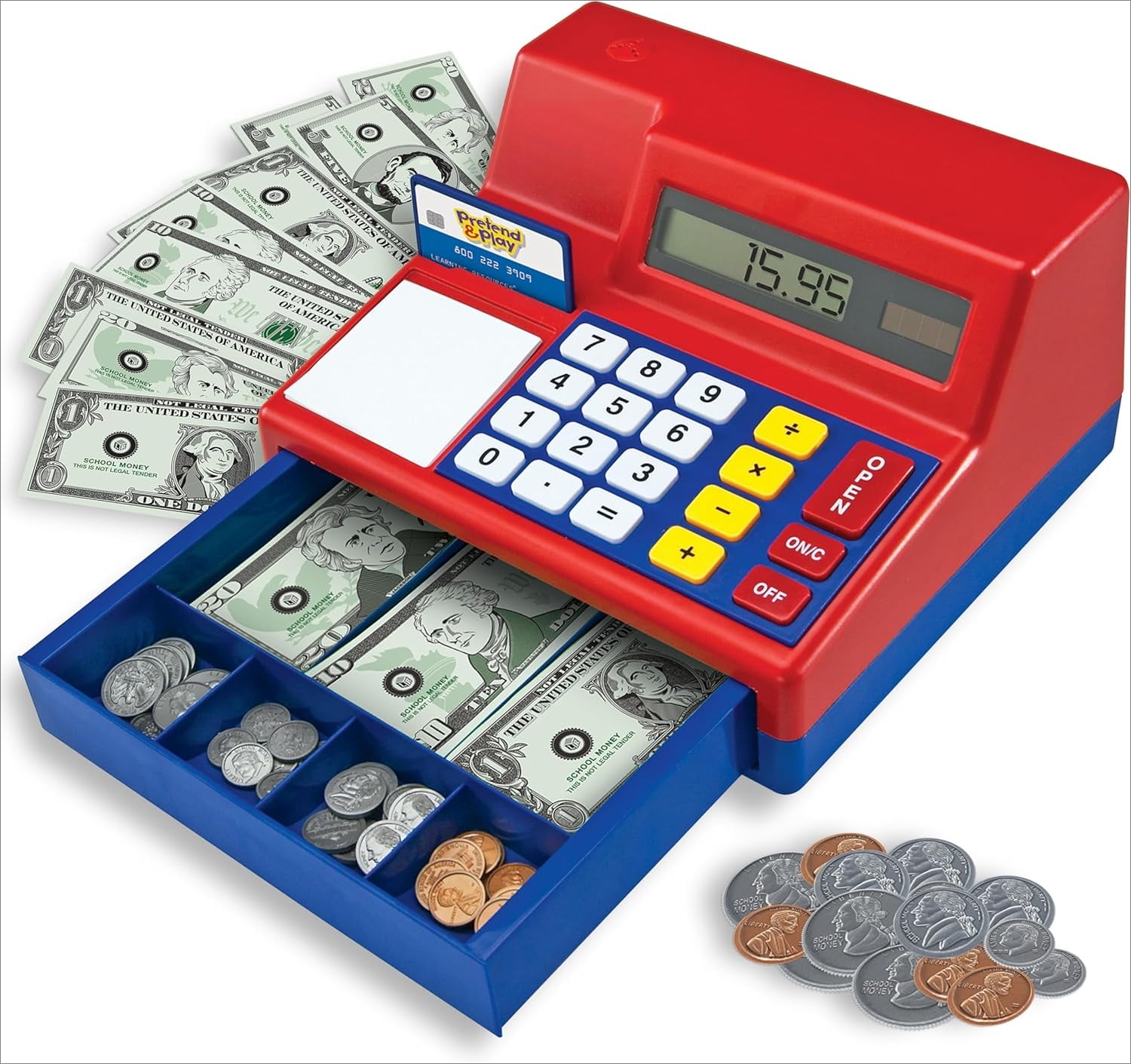 Pretend & Play Calculator Cash Register - 73 Pieces, Ages 3+ Develops ...