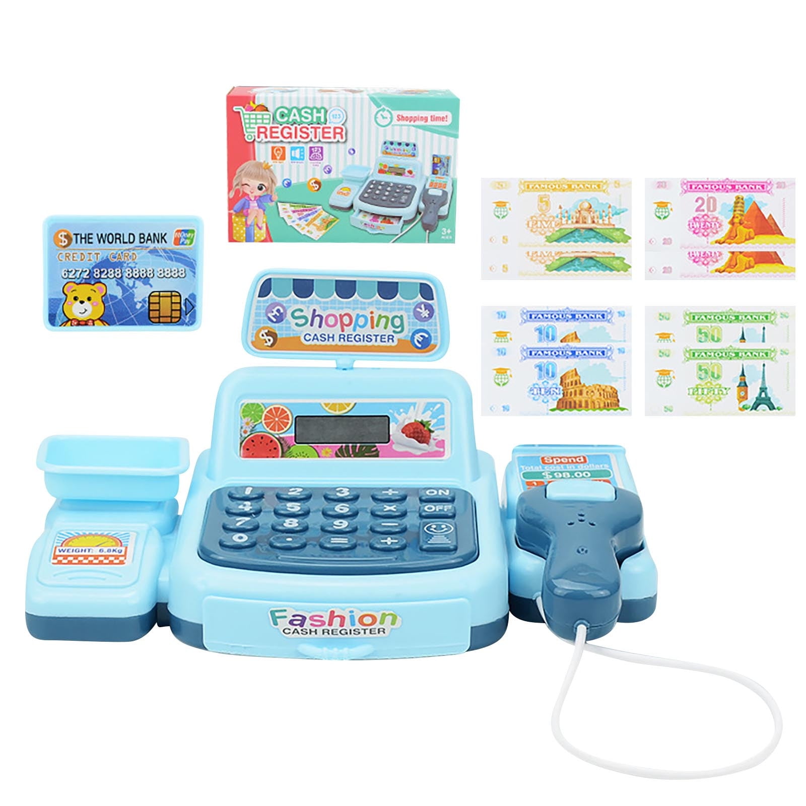 Pretend Play Calculator Cash Register Toy Gift for Kids Age 3, 4, 5, 6 ...