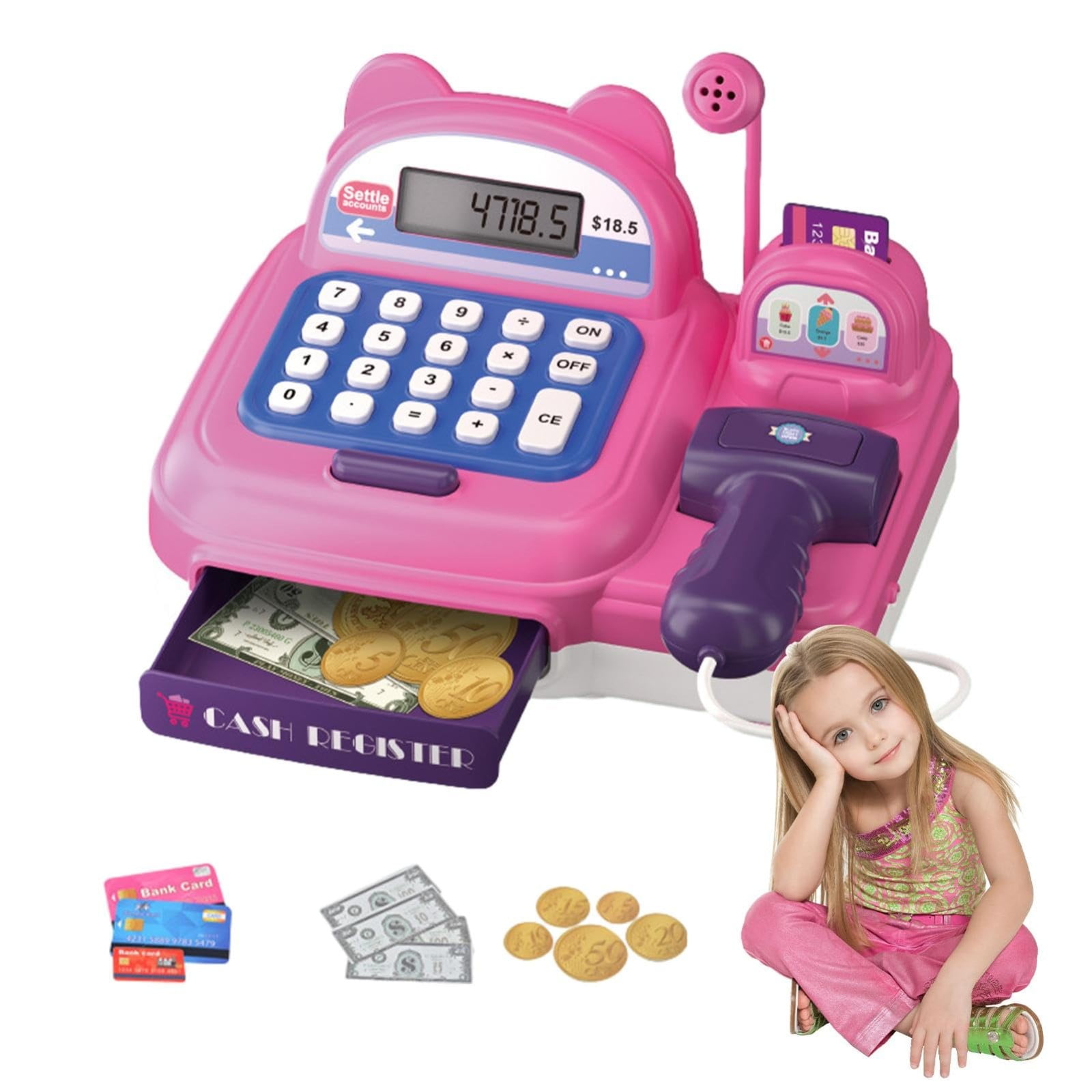 Pretend Play Calculator Cash Register Toy as Preschool Gift for Kids ...