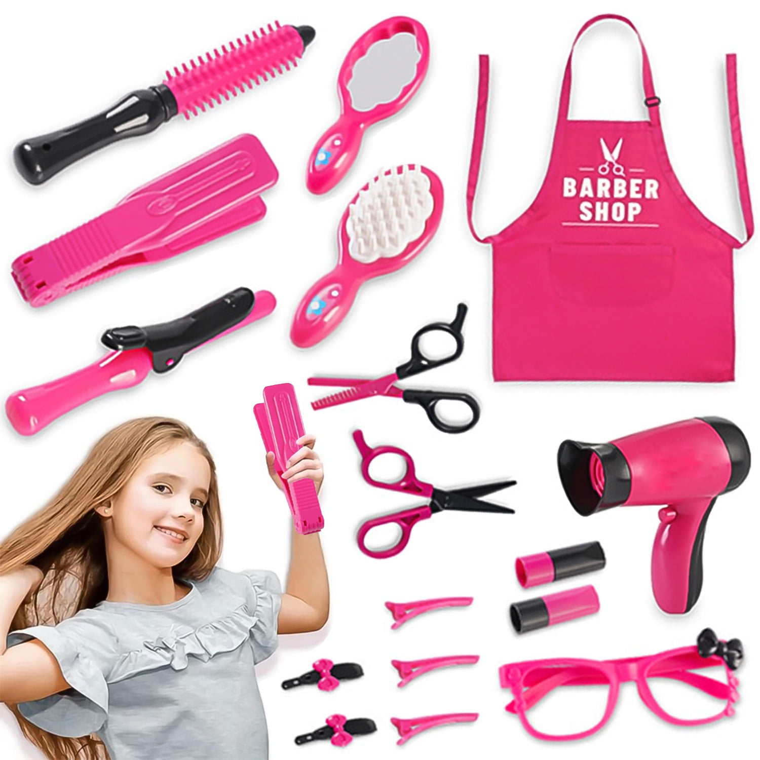 Pretend Play Hair Salon Set for Little Girls, Girl Makeup Kit, Toddler ...