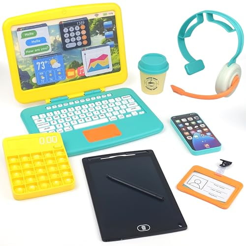 Pretend Play Home Office Set For Kids Ages 3-5-7 | Features Toy Laptop ...