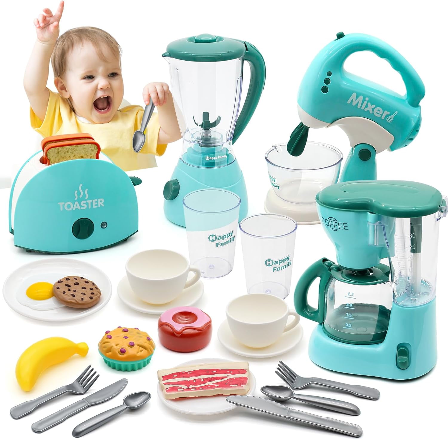 Pretend Play Kitchen Appliances Toy Set, Kids Kitchen Accessories Set ...