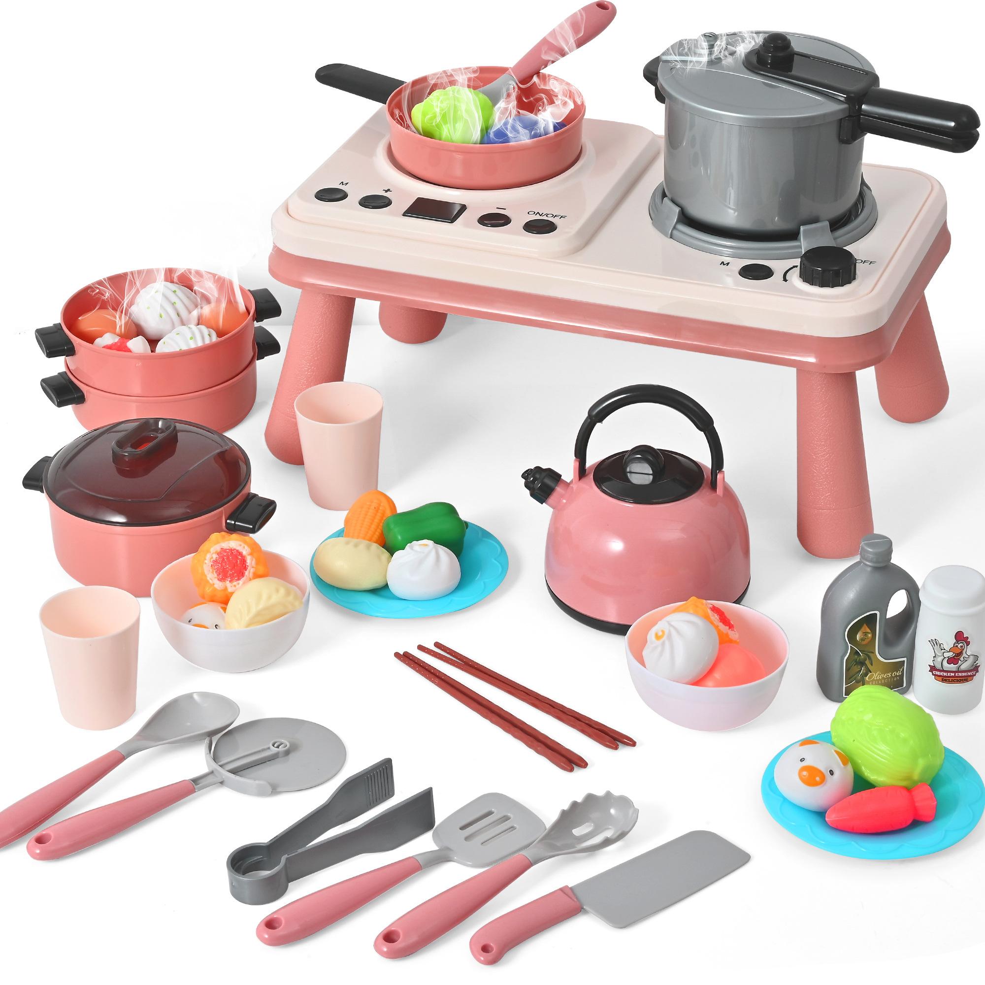 Educational Gourmet Kitchen Cooking Set Toy Fold into Luggage Trolley ...