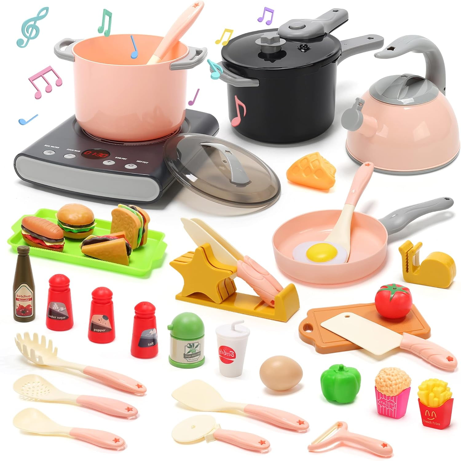 Pretend Play Kitchen Toy with Cookware Steam Pressure Pot and ...