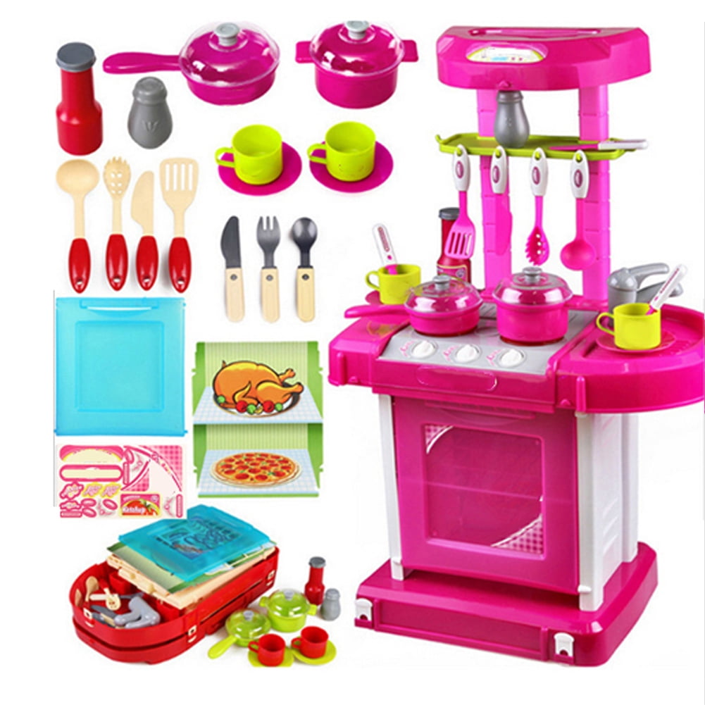 Pretend Play Kitchen Toy with Music Light,Simulation Kitchen Toy Set ...