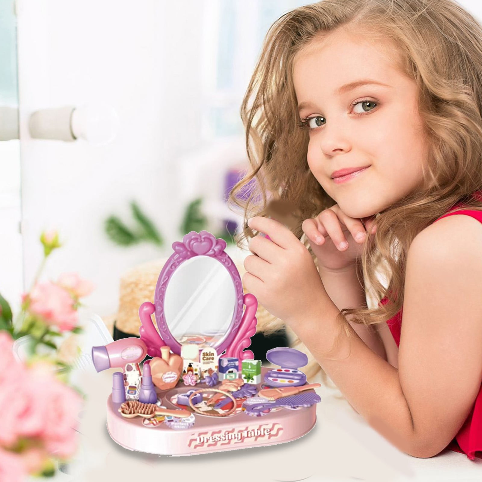 Pretend Play Makeup Vanity Set for Girls Ages 4+ - Kids Beauty Station ...