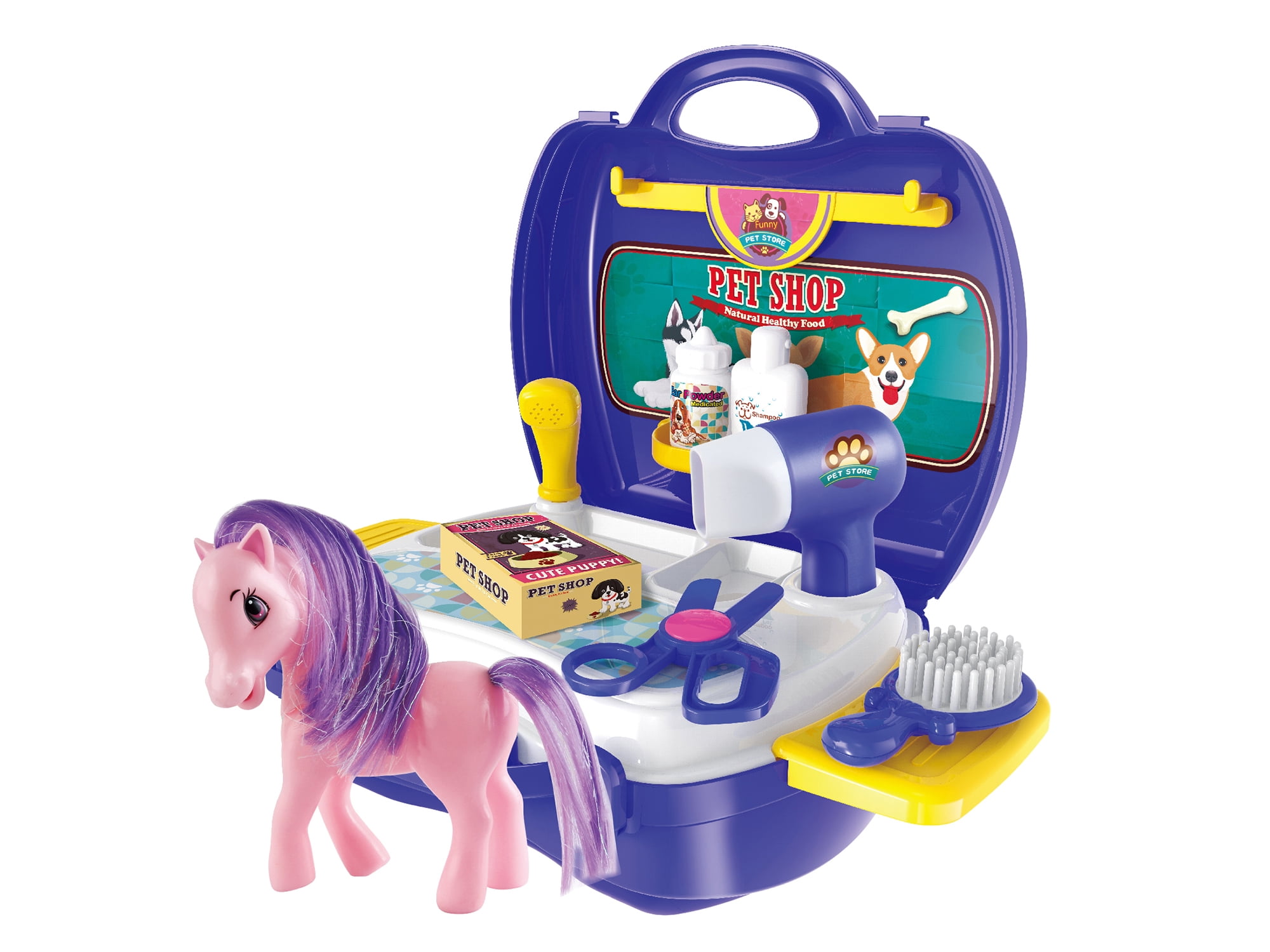 Pretend Play Pet Pony Care Toy for Toddlers Playset, Pet Grooming Store ...