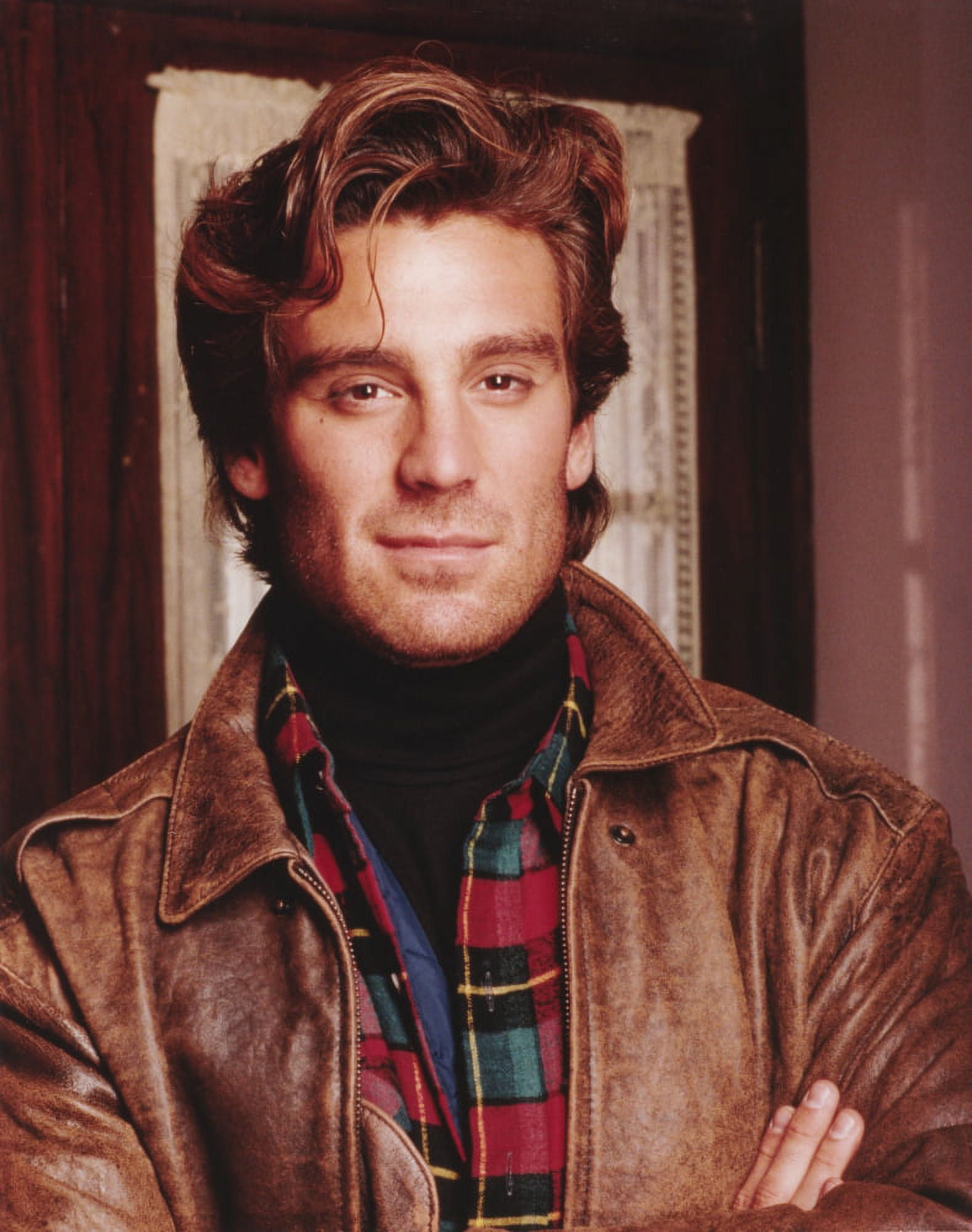 Pretender Cast Member Michael Weiss in Brown Leather Jacket Close Up ...