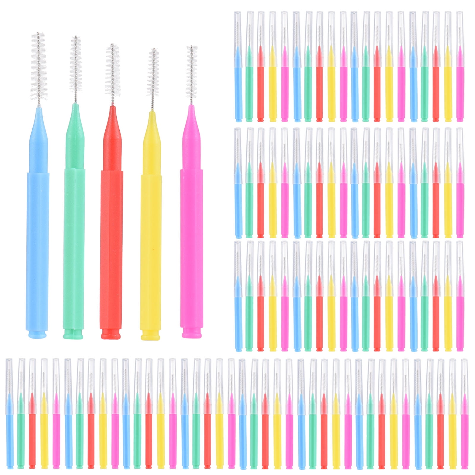 Pretfy 100 Pieces Braces Brush For Teeth 5 Sizes Interdental Brush Toothpick With Soft Bristles