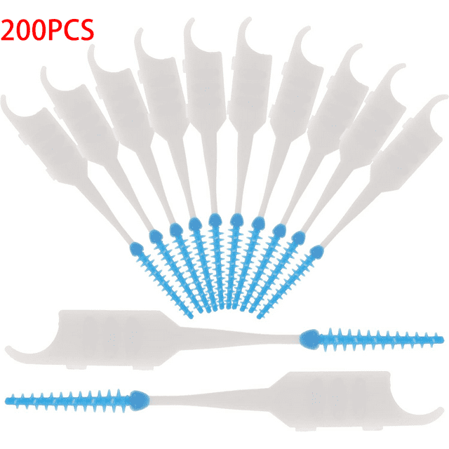 Pretfy 200Pcs/Box Dual-Use Interdental Brushes Soft Silicone Dental ...