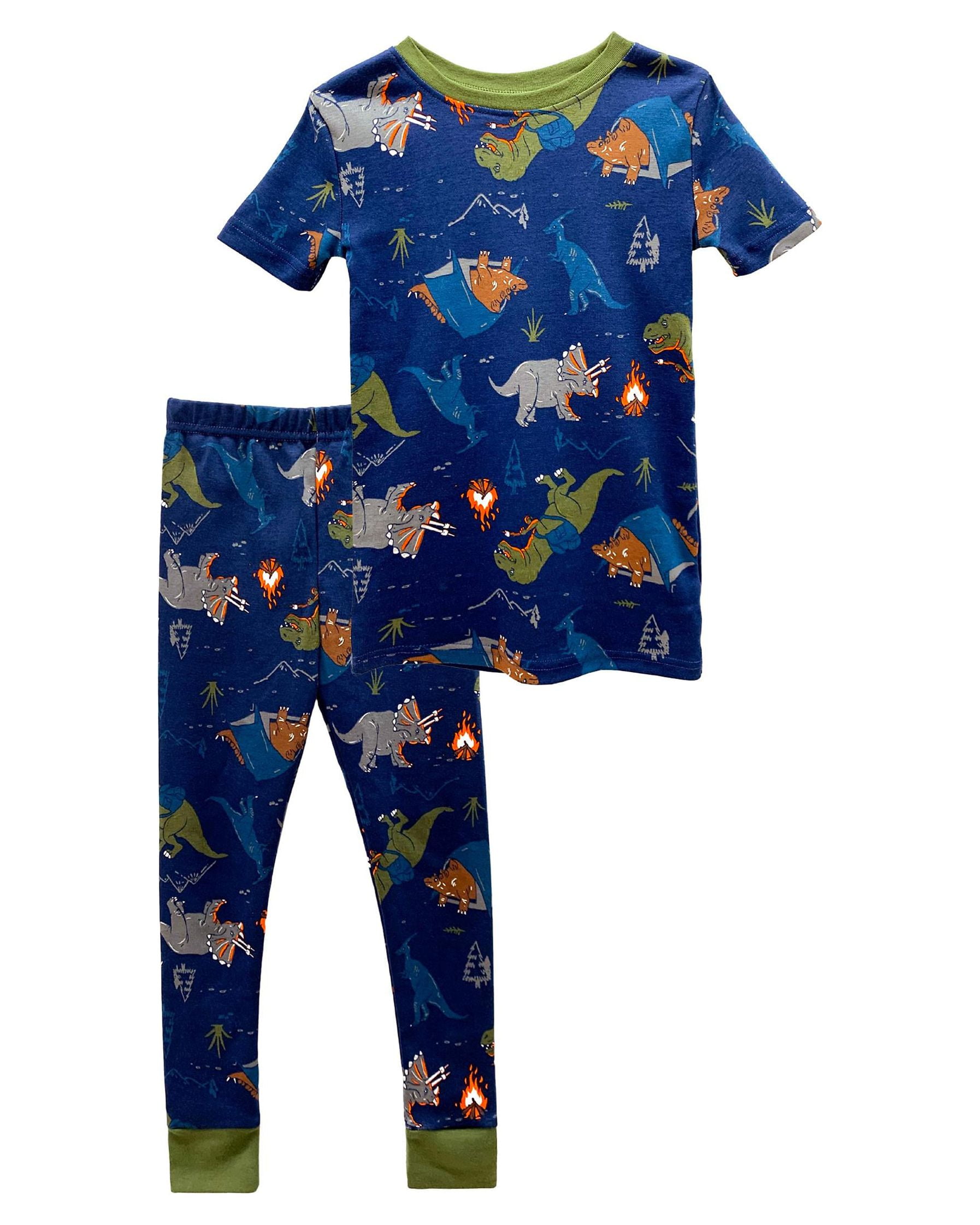 Prestigez Cozy Dinosaur PJs for Children, 100% Organic Cotton 2 Piece ...