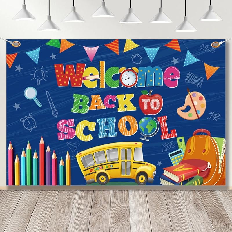 Pretty 7x5ft Welcome Back to School Backdrops, Back to School Banner ...