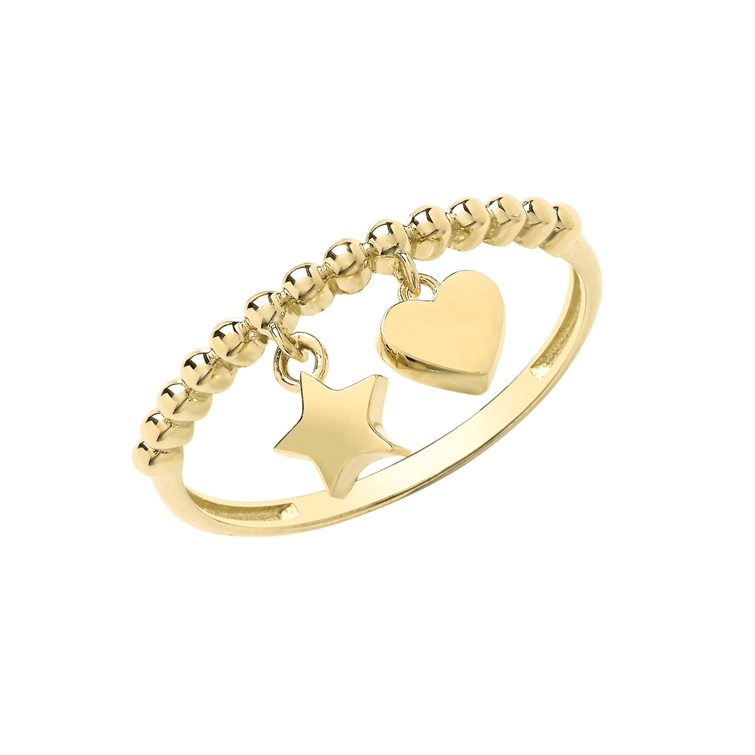 Pretty 9k Gold Women Heart Star Bobble Ring - Walmart.com