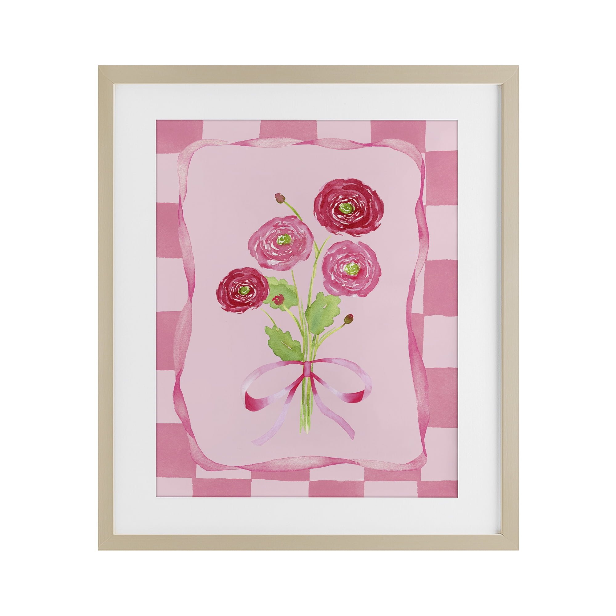 Pretty And Sweet Ranunculus Birch Framed Print Under Glass, design by Nina Jacobs - Walmart.com