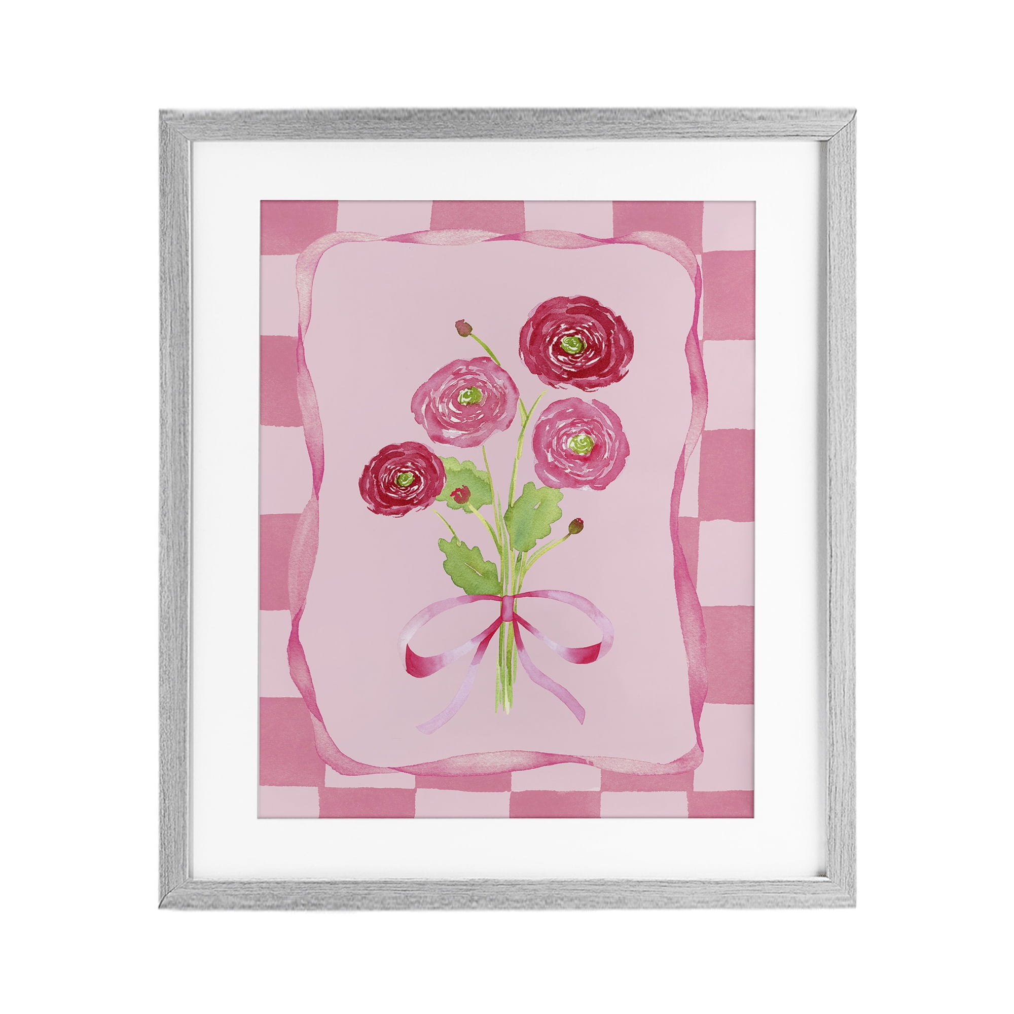 Pretty And Sweet Ranunculus Gray Framed Print Under Glass, design by ...