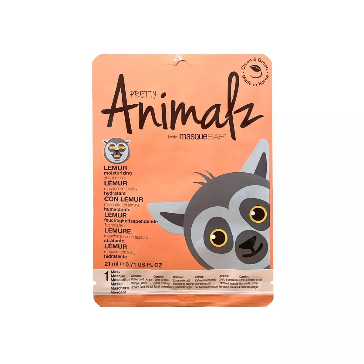 Pretty Animalz Lemur Face Sheet Mask - 0.71 Fl Oz - Walmart.com