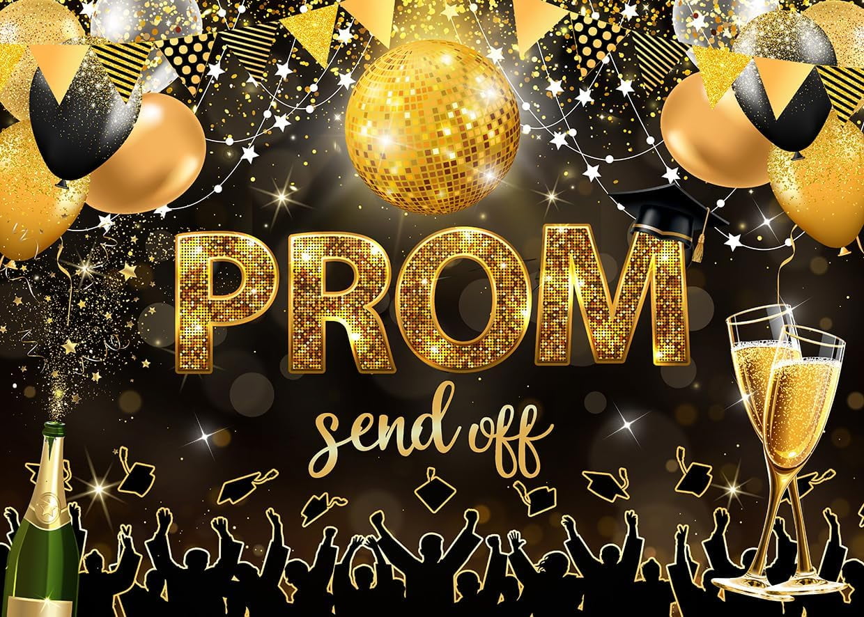 Pretty Backdrop 2025 Prom Backdrop Black and Gold Backdrop for ...