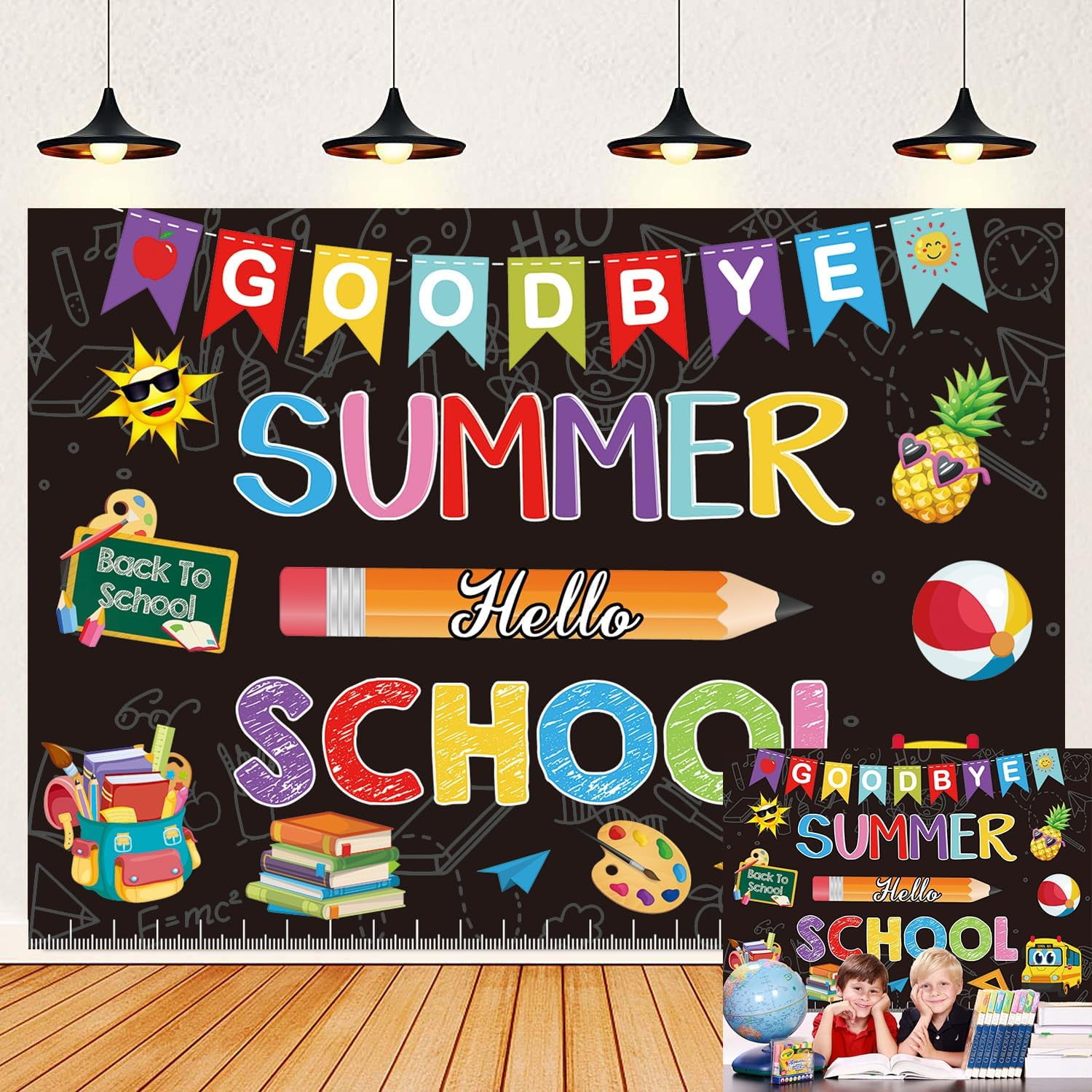 Pretty Backdrop Goodbye Summer Hello School Backdrop Welcome Back to ...