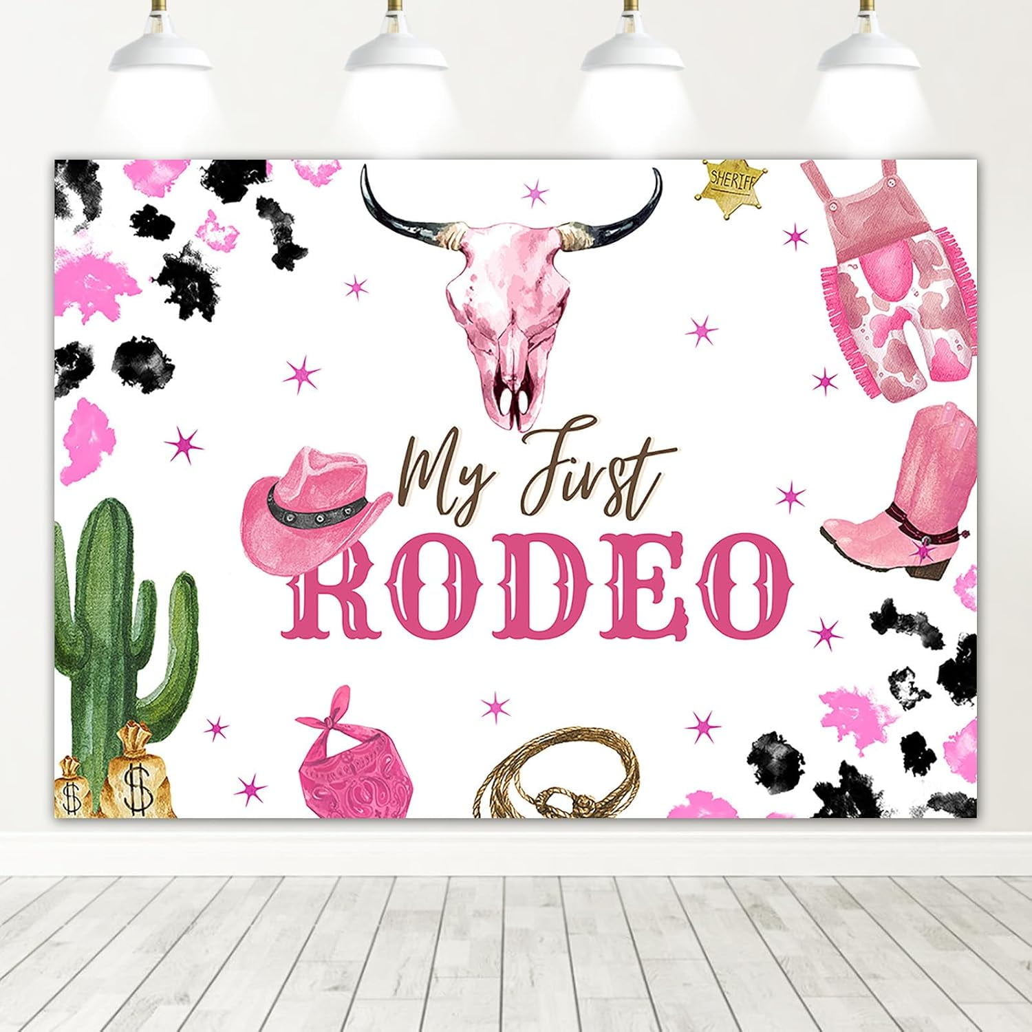 Pretty Backdrop My First Rodeo Backdrop Cowgirl Western 1st Birthday ...