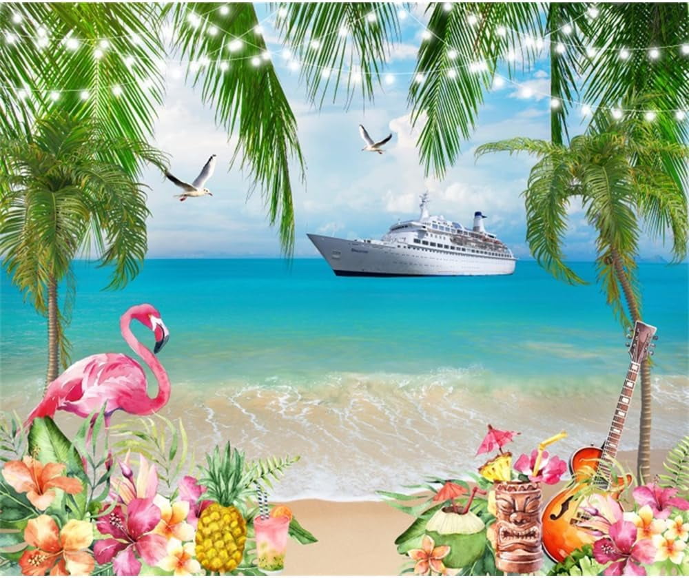 Pretty Backdrop Summer Hawaii Tropical Beach Backdrop Cuban Flamingo ...