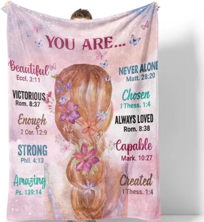 Pretty Blonde Girl Inspirational Quotes Blanket 50x60,Soft Plush Floral ...