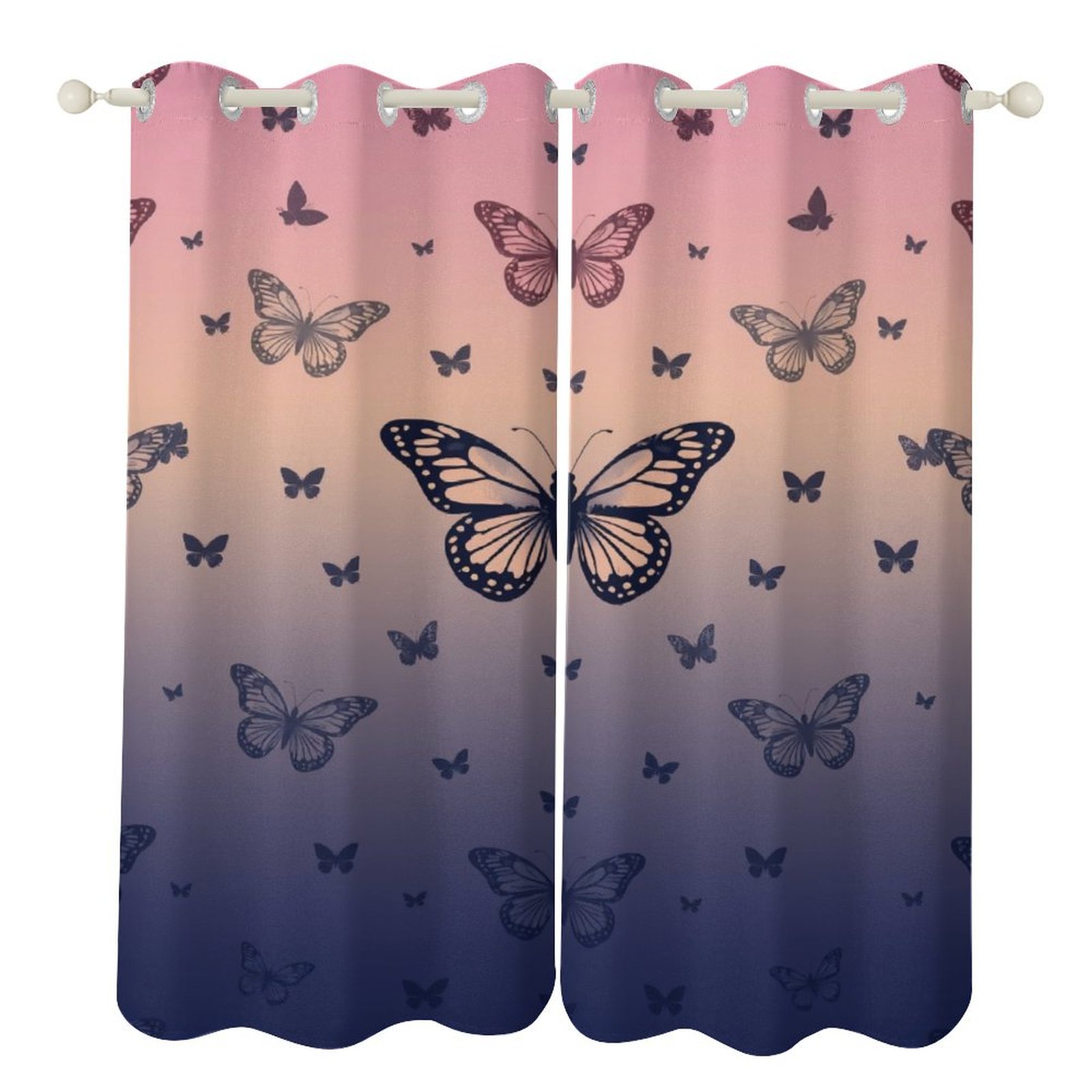 Pretty Butterfly Pattern Curtains for Bedroom Living Room Drapes ...