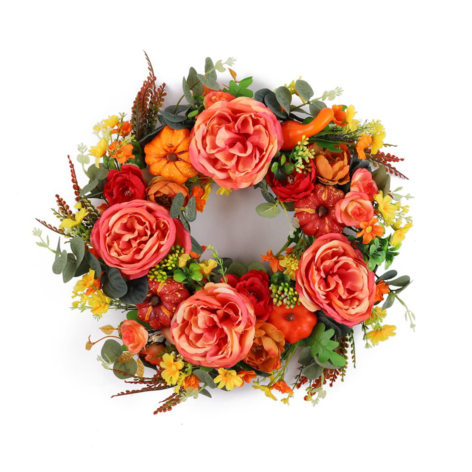 Pretty Comy 17.7" Artificial Fall Wreaths for Front Door with Pumpkin ...