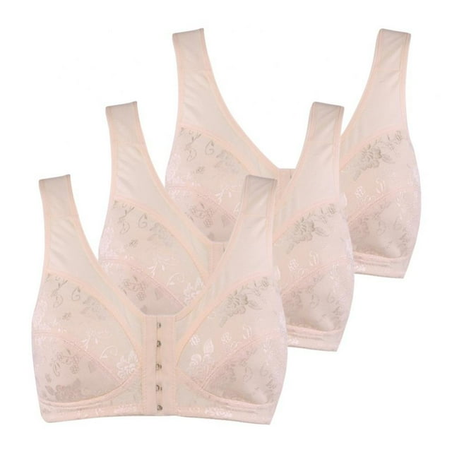Pretty Comy 3 Pack Front Closure Bra, Full Coverage WireFree Lace ...