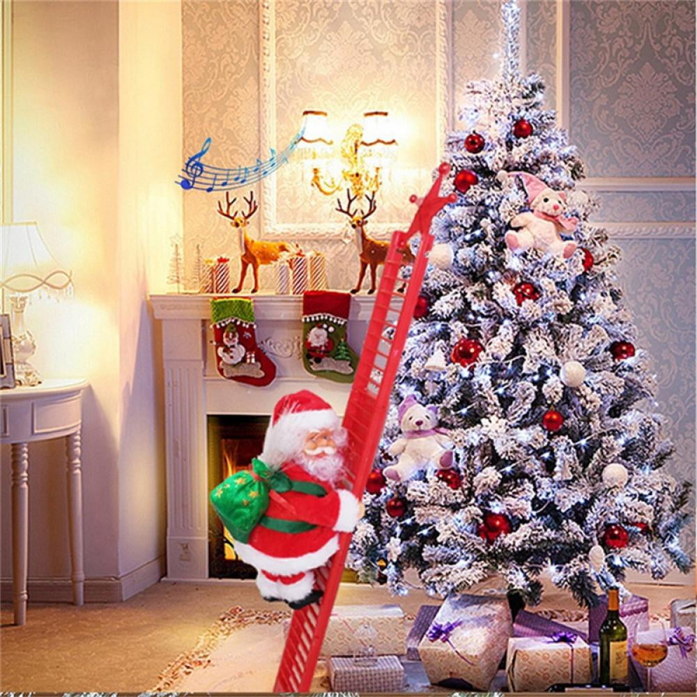 Christmas Hanging Decoration Electric Santa Claus Climb Ladder Hanging ...