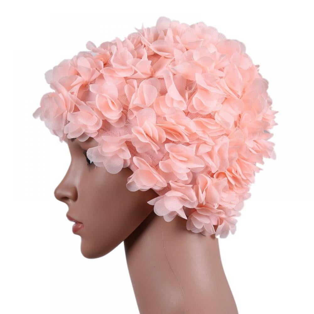 Pretty Comy Fashion Flower Swim Cap,Long Hair Swimming Cap Women Adult ...