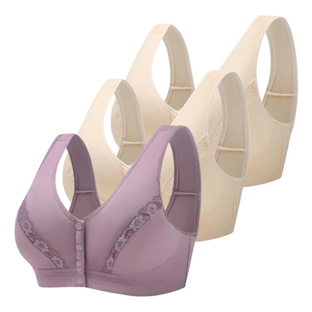 Pretty Comy Plus Size Bras for Women Lace Front Closure Bra Wireless ...